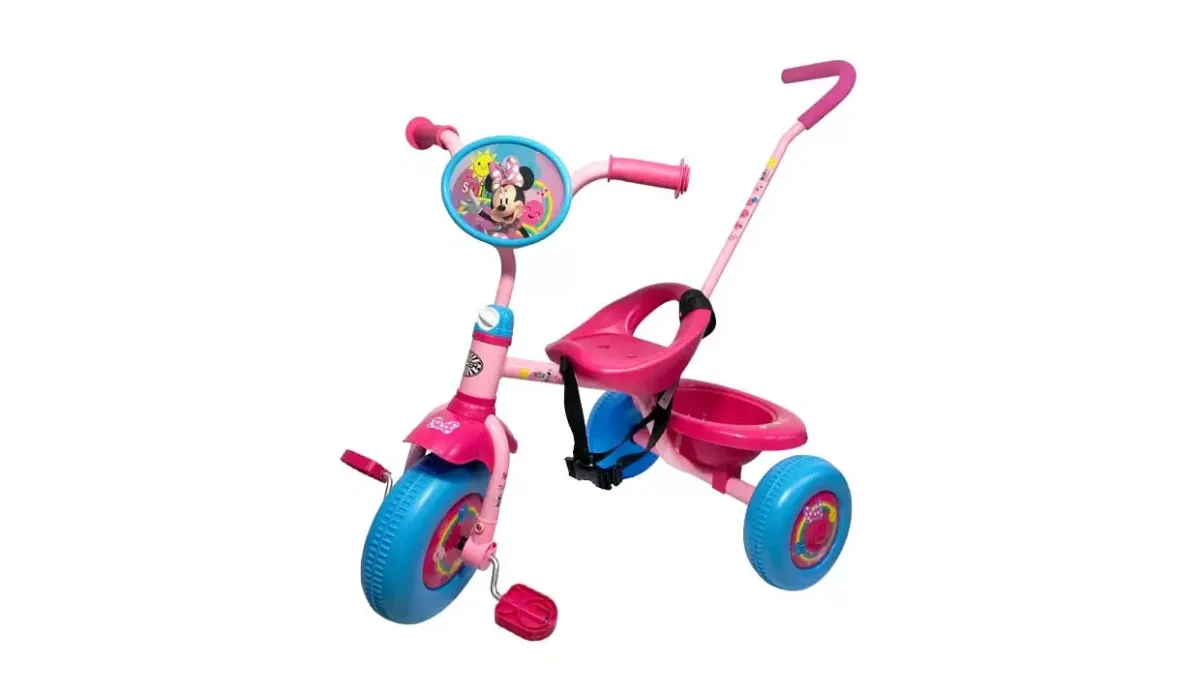 triciclo con cinturón y guía foster minnie
